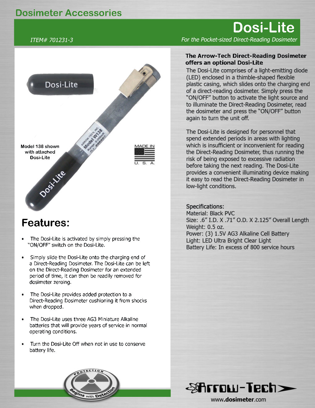 DOSI LITE for use with DIRECT-READING DOSIMETER: