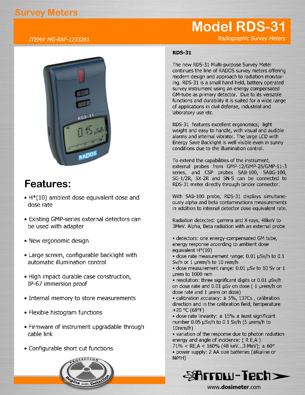 applications e.g. in civil defense, industrial and laboratory